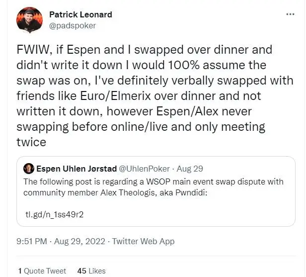Espen Jorstad and Alex Theologis Feud Over Alleged $300K Swap Deal Espen Jorstad and Alex Theologis Feud Over Alleged $300K Swap Deal